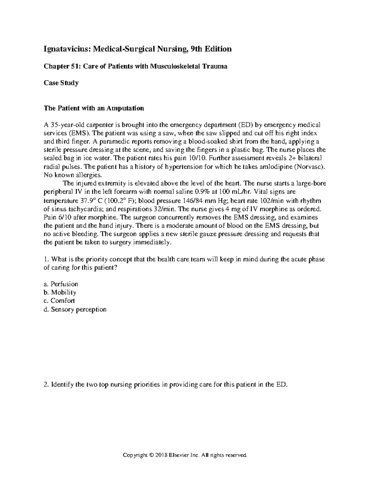 Case Study Ch 51Amputation - Copyright © 2018 Elsevier Inc. All rights ...
