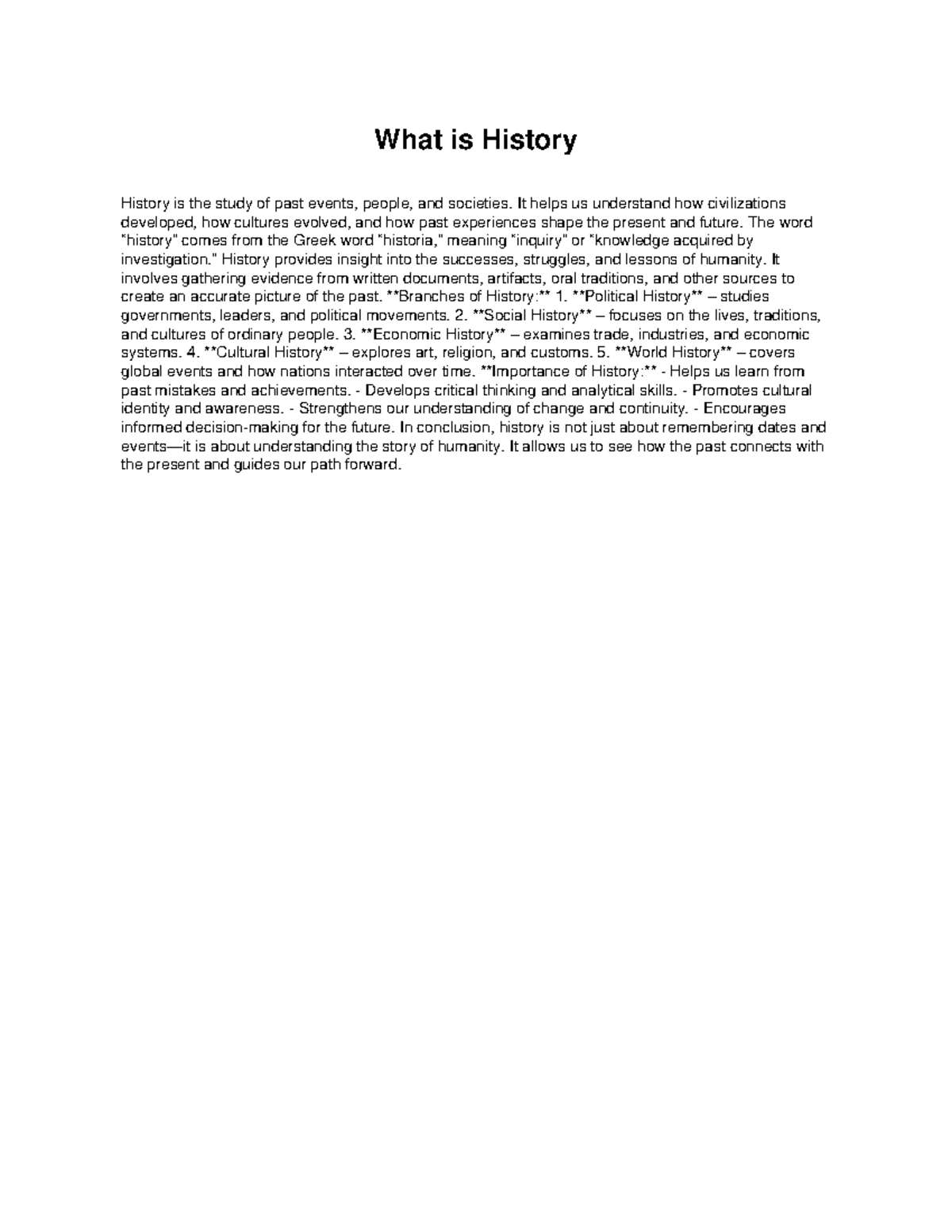 History 101: Understanding the Significance of Past Events - Studocu