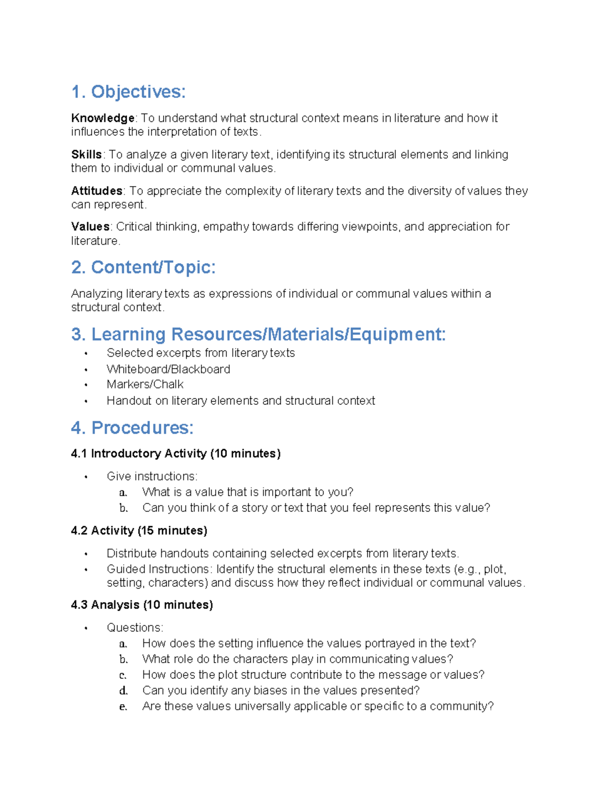ENG 201: Analyzing Literary Texts and Communal Values through Structure ...