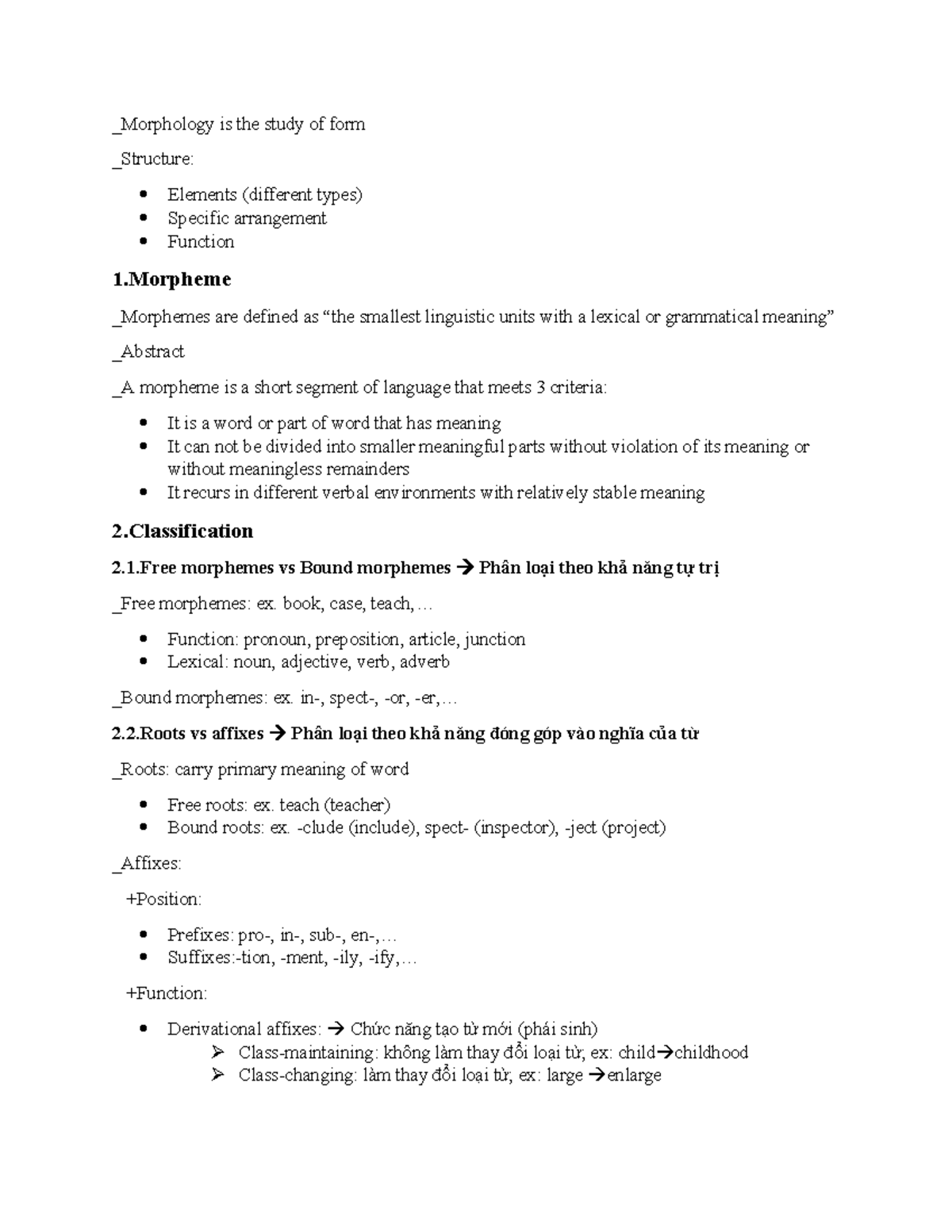 Morphology: Understanding Morphemes, Allomorphs & Bound Roots - Studocu