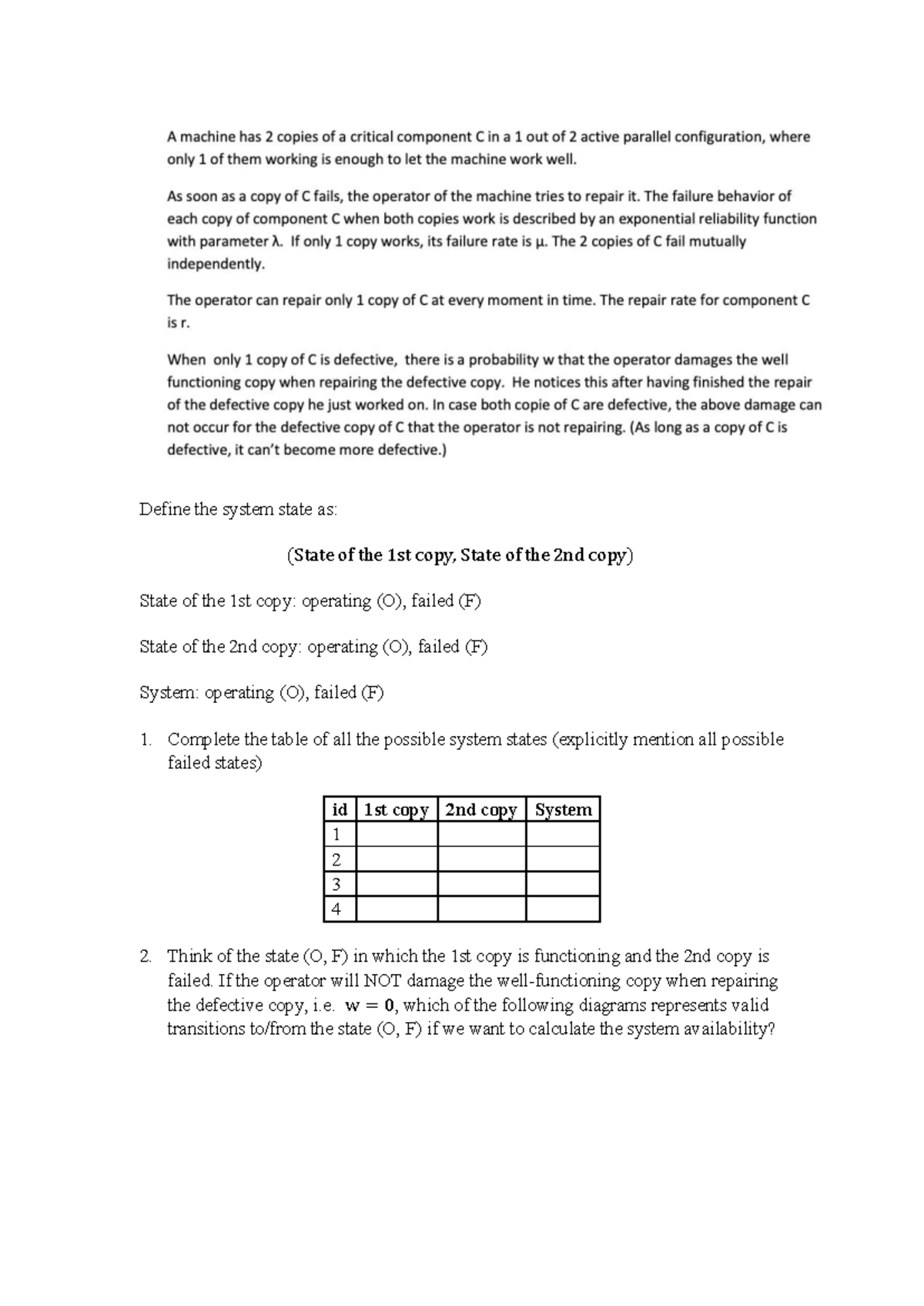 Markov Exam (Course Code: ME 101) - System State Analysis Problem 4 ...
