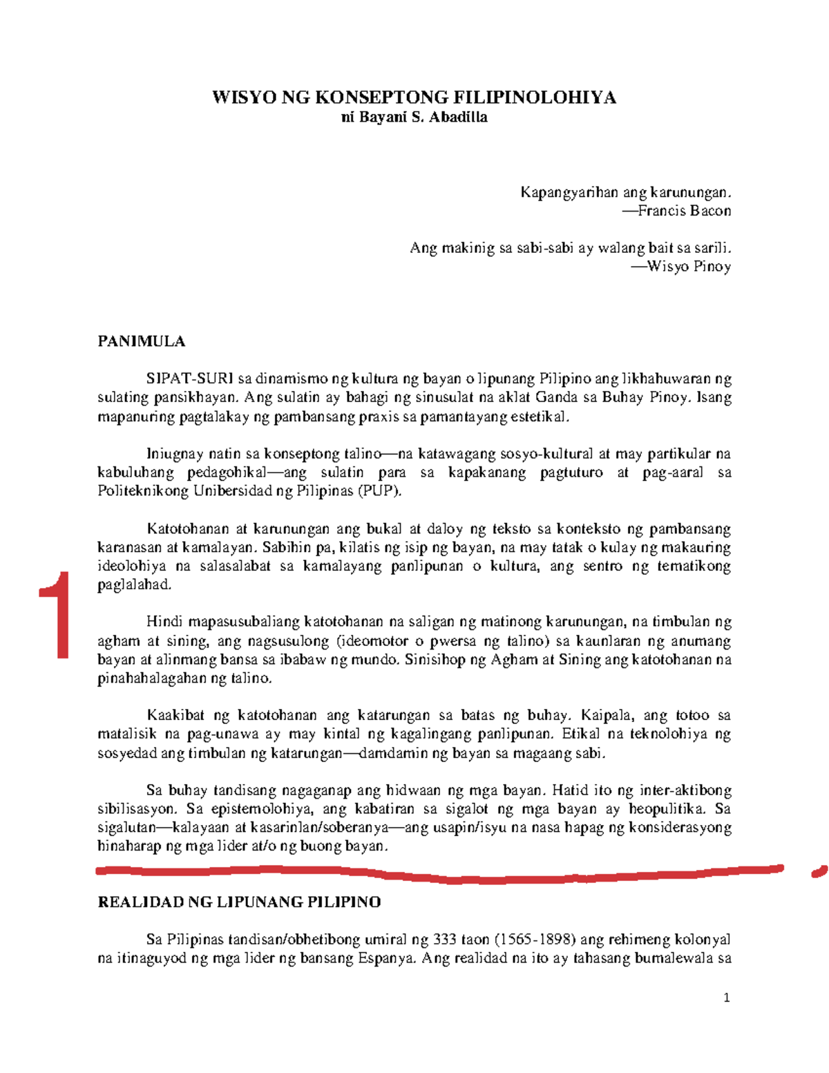 Wisyo ng Konseptong Filipinohiya: Pagsusuri sa Kahalagahan ng Kultura ...