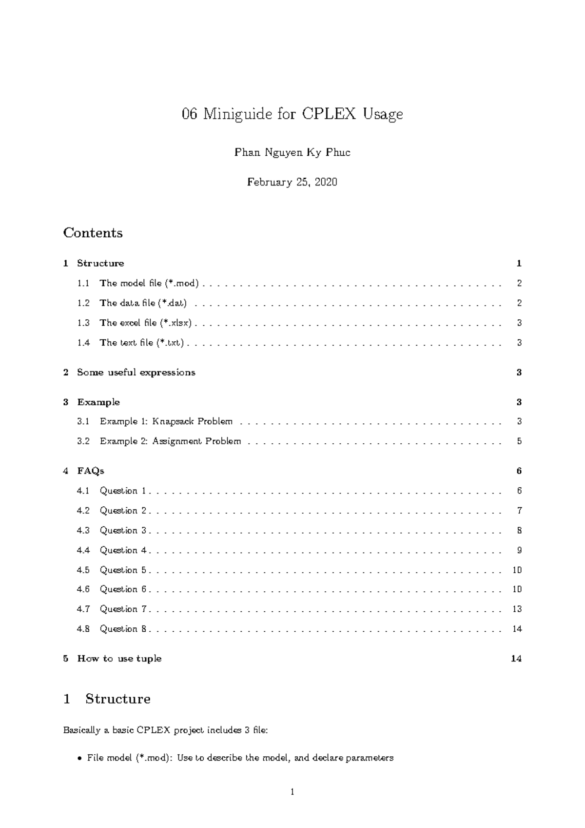 Cplex Usage Miniguide for Industrial Systems Engineering (ISE 101) - Studocu