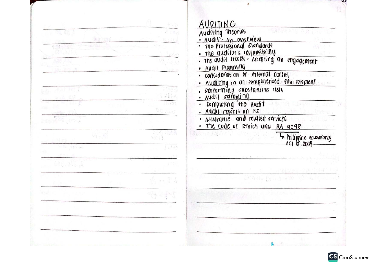 AUD 101 Lecture Notes 1-5: Overview of Auditing Theories and Standards ...