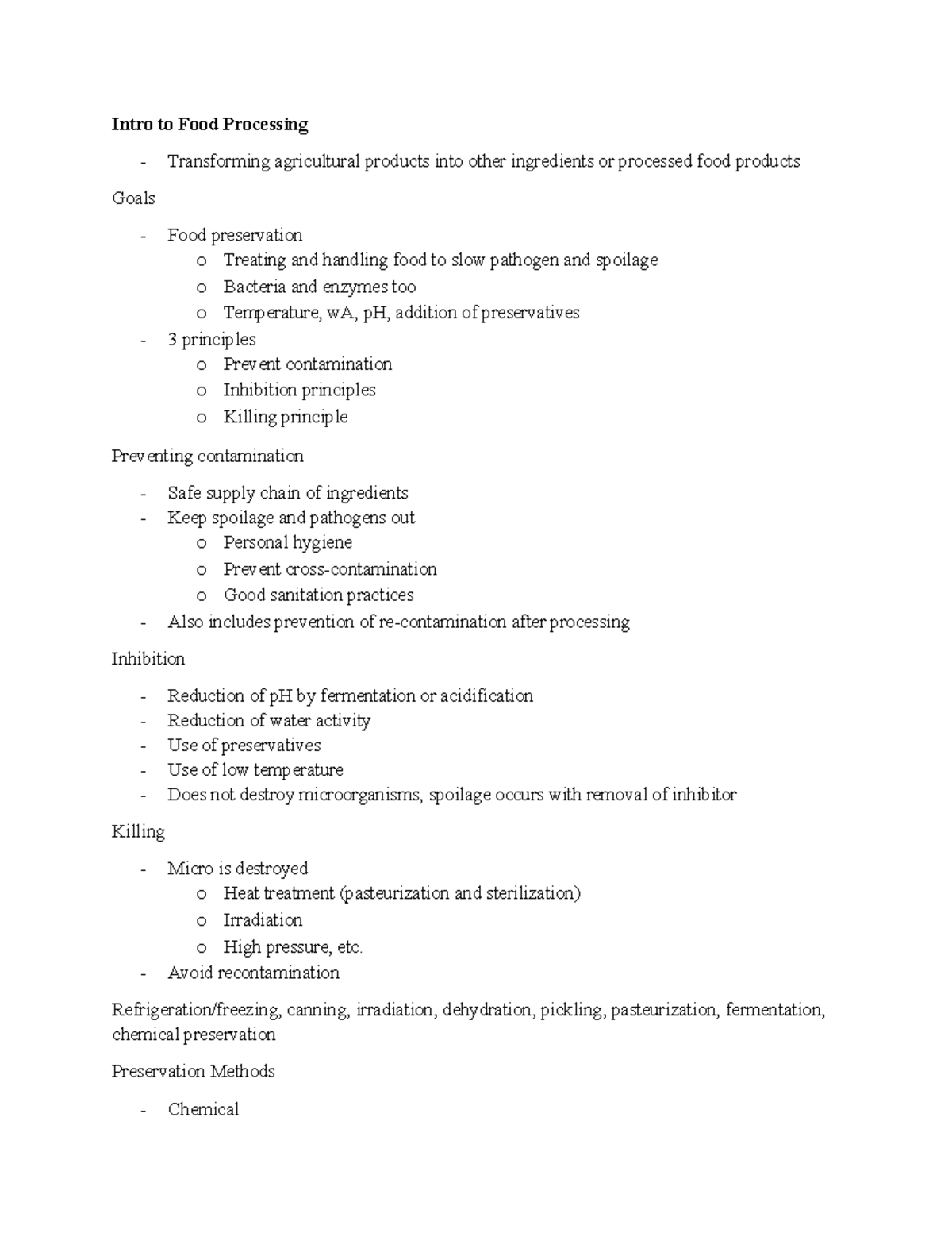 Introduction to Food Processing (FDSC 101): Principles and Methods ...