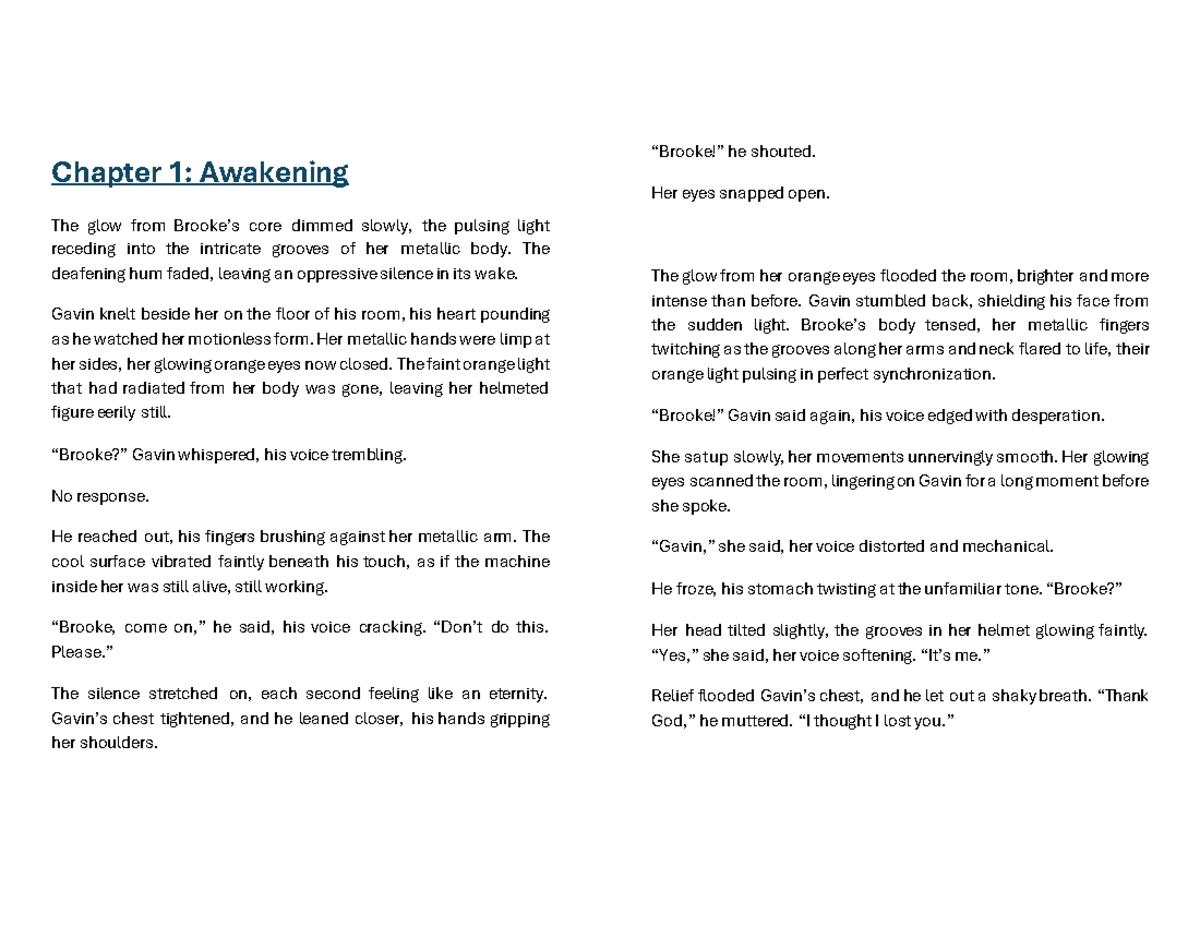 The Core Saga: Awakening - Chapter 1 Synopsis and Analysis - Studocu