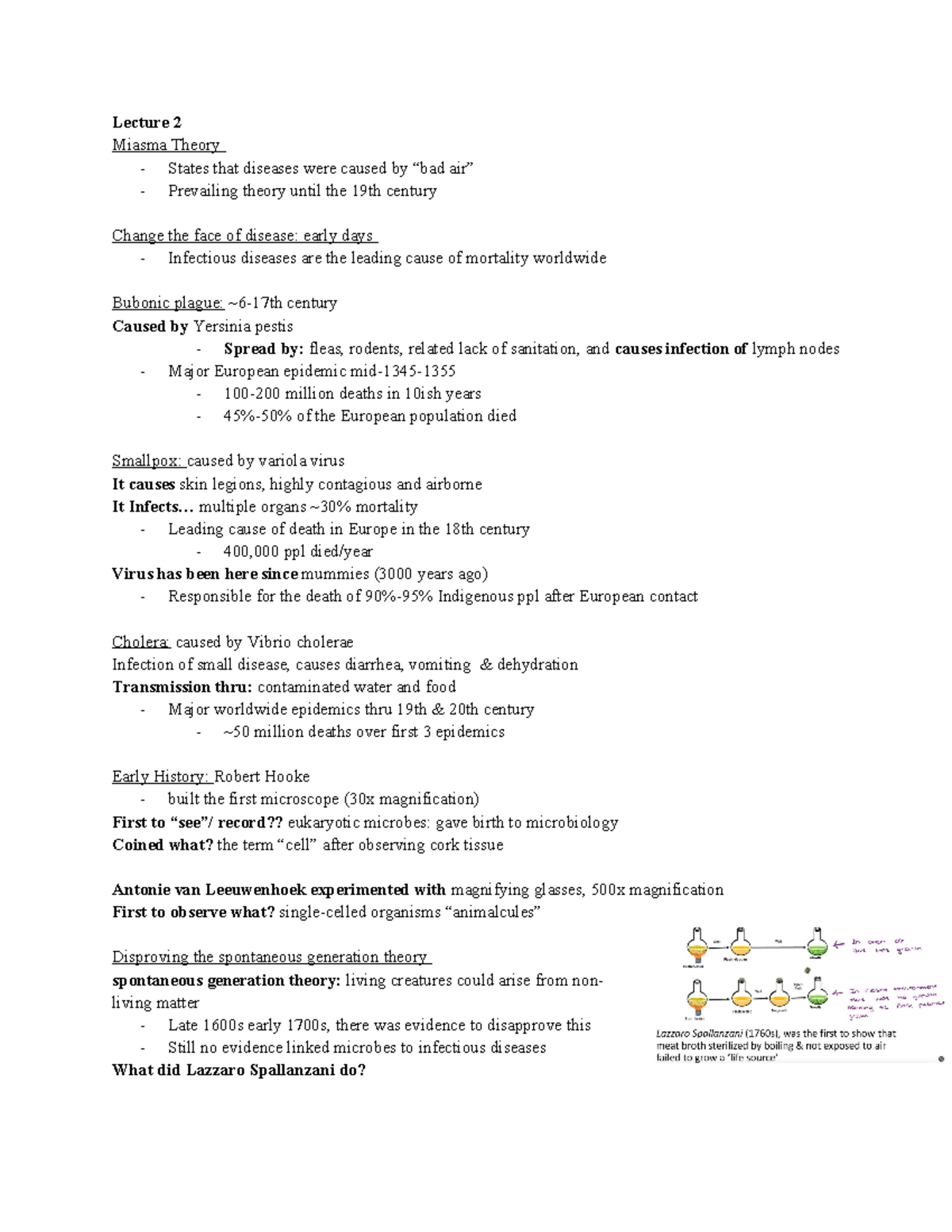 Microbio midterm content - Lecture 2 Miasma Theory - States that ...