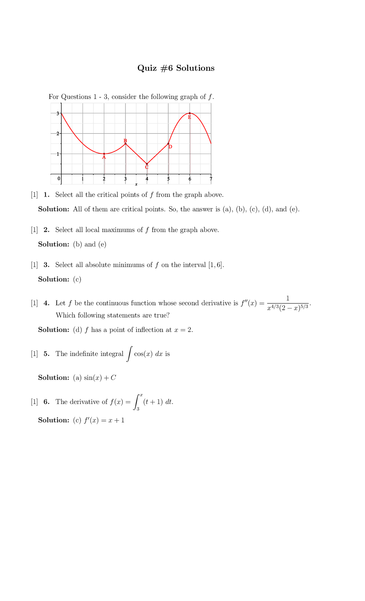 Quiz 6 Solutions - Calculus Concepts Explained - Studocu