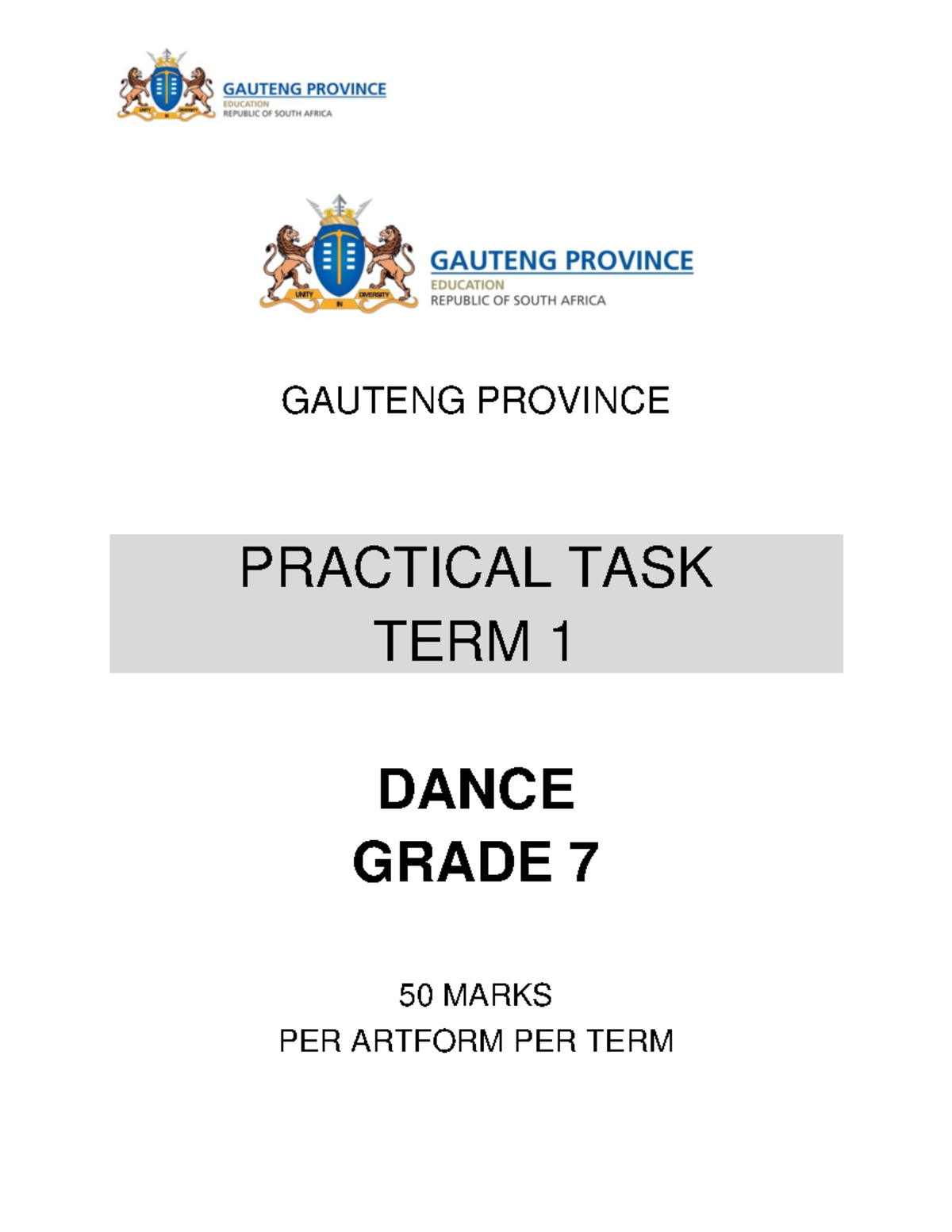 Grade 7 Dance Term 1 Practical Task: Technique & Improvisation ...