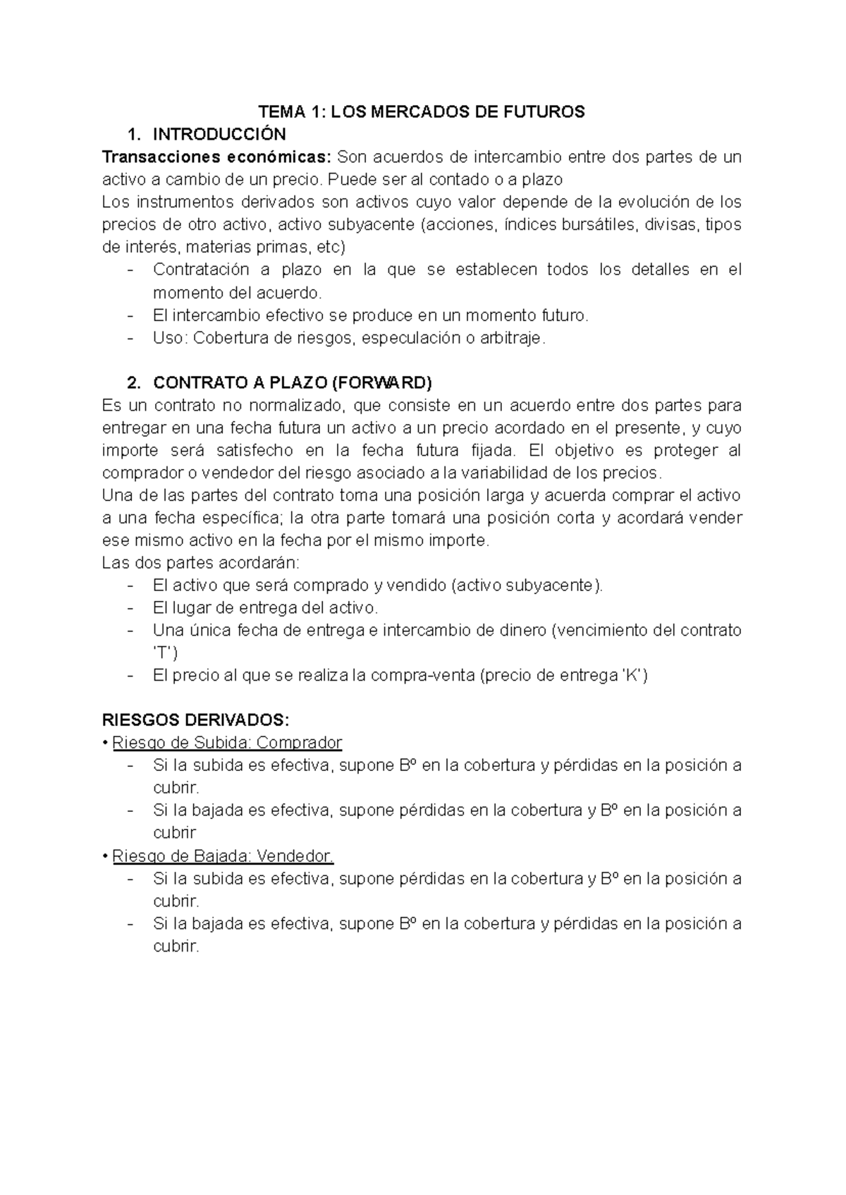T1 EFA: Introducción a los Mercados de Futuros y Contratos - Studocu