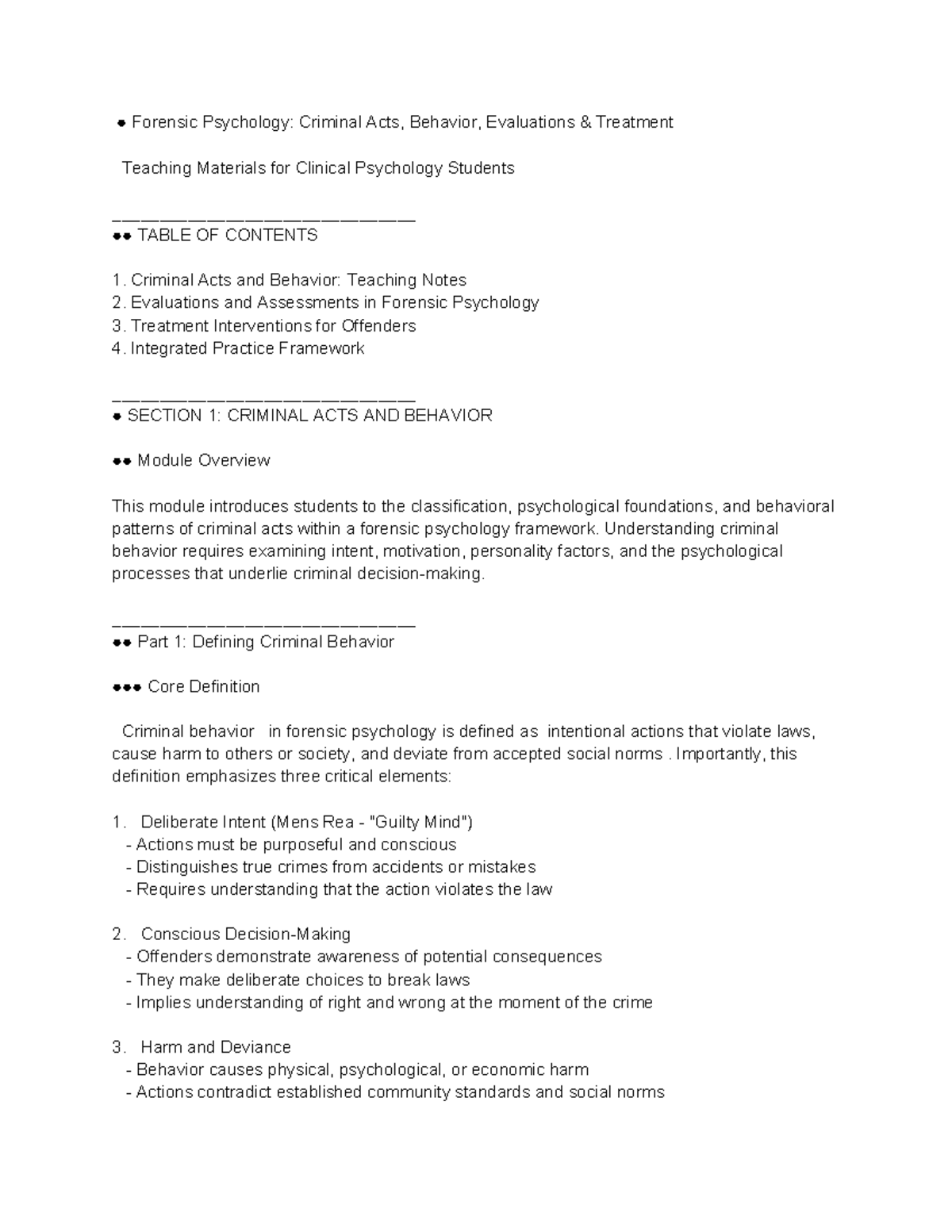 Forensic Psychology (PSY 301): Criminal Behavior, Evaluations ...