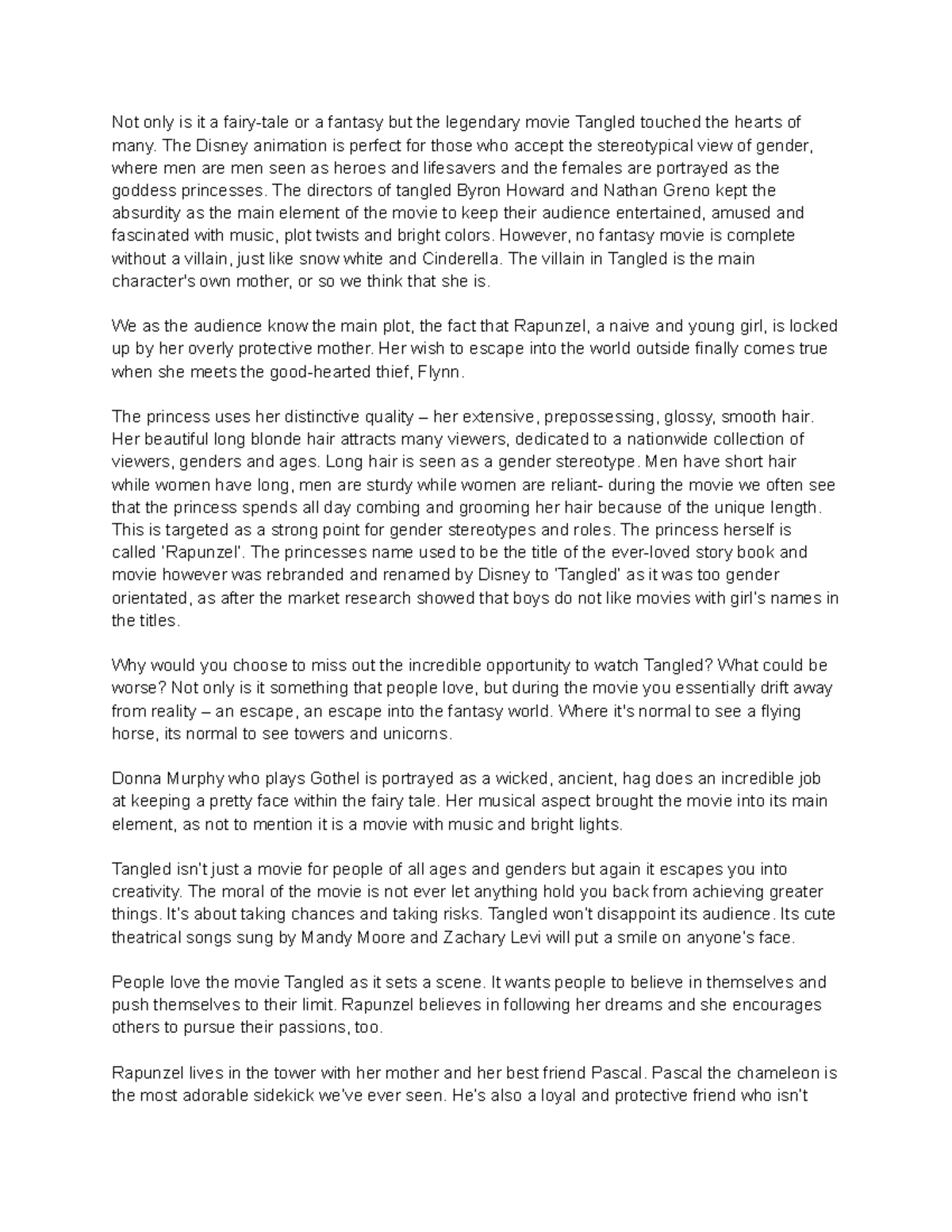 Tangled Review of Story of Princess Rapunzel Reflection on Story and on ...