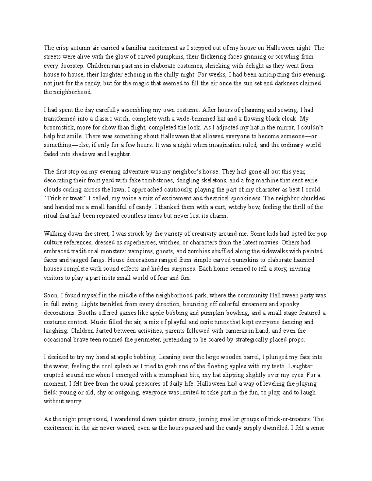 Halloween Night: A Magical Experience - ENGLISH ESSAY - Studocu
