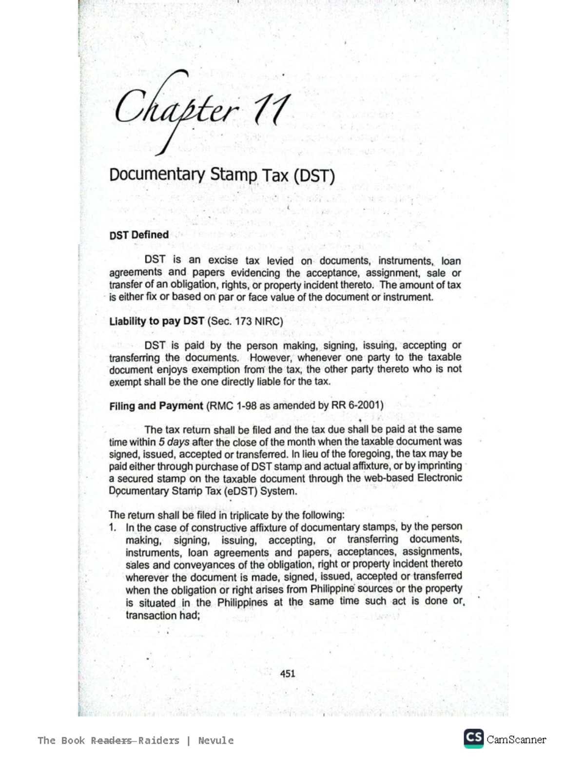 Taxation Ch. 11 - Documentary Stamp Tax Overview and Guidelines - Studocu