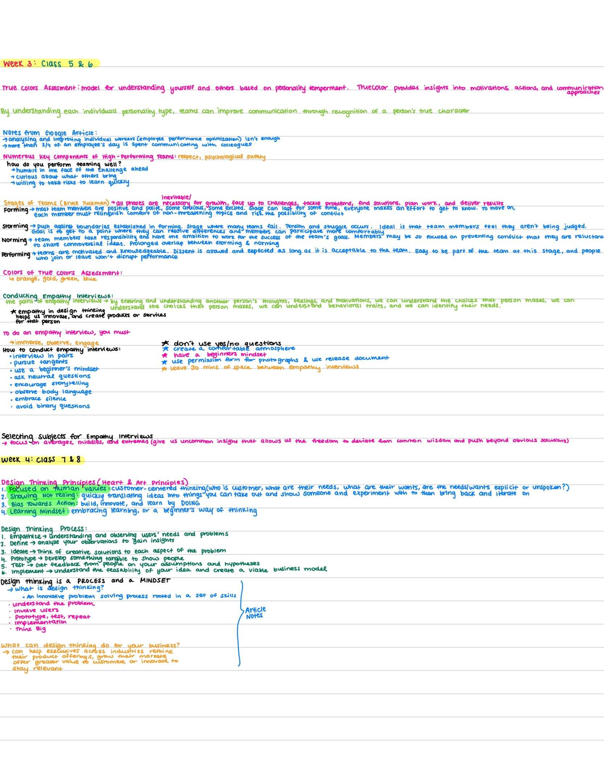 Week 3: True Colors Assessment & Team Dynamics Insights - Studocu