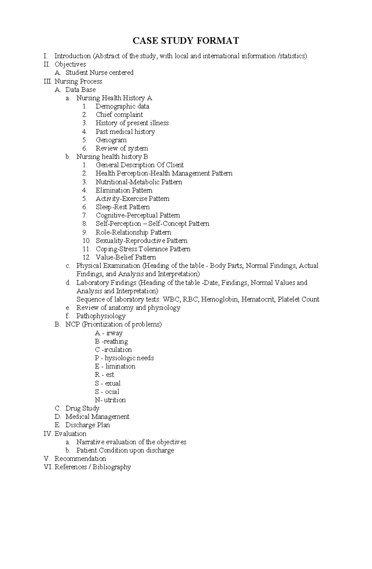 Nursing Case Study Format: Comprehensive Guide for Student Nurses - Studocu