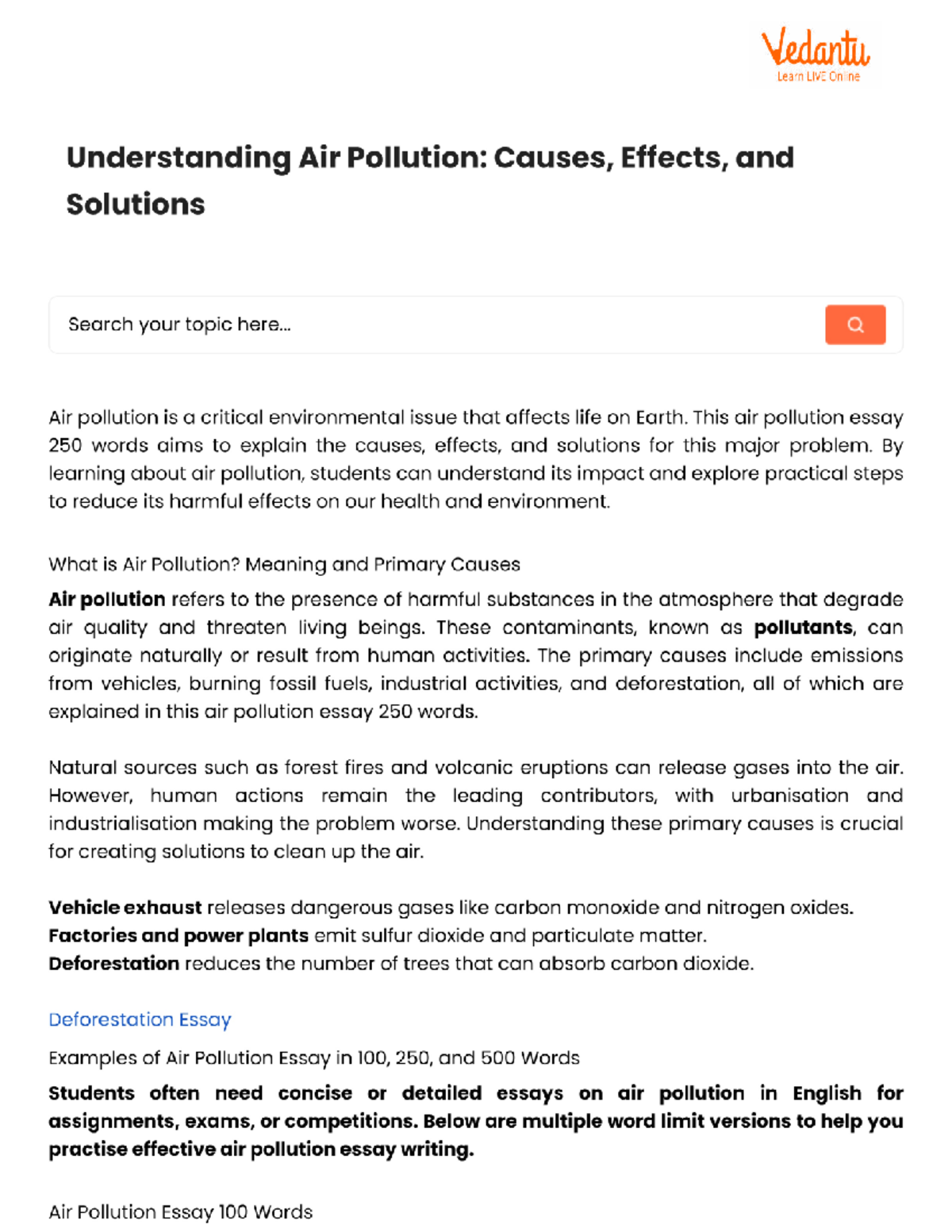 Understanding Air Pollution: Causes, Effects & Solutions (Essay) - Studocu