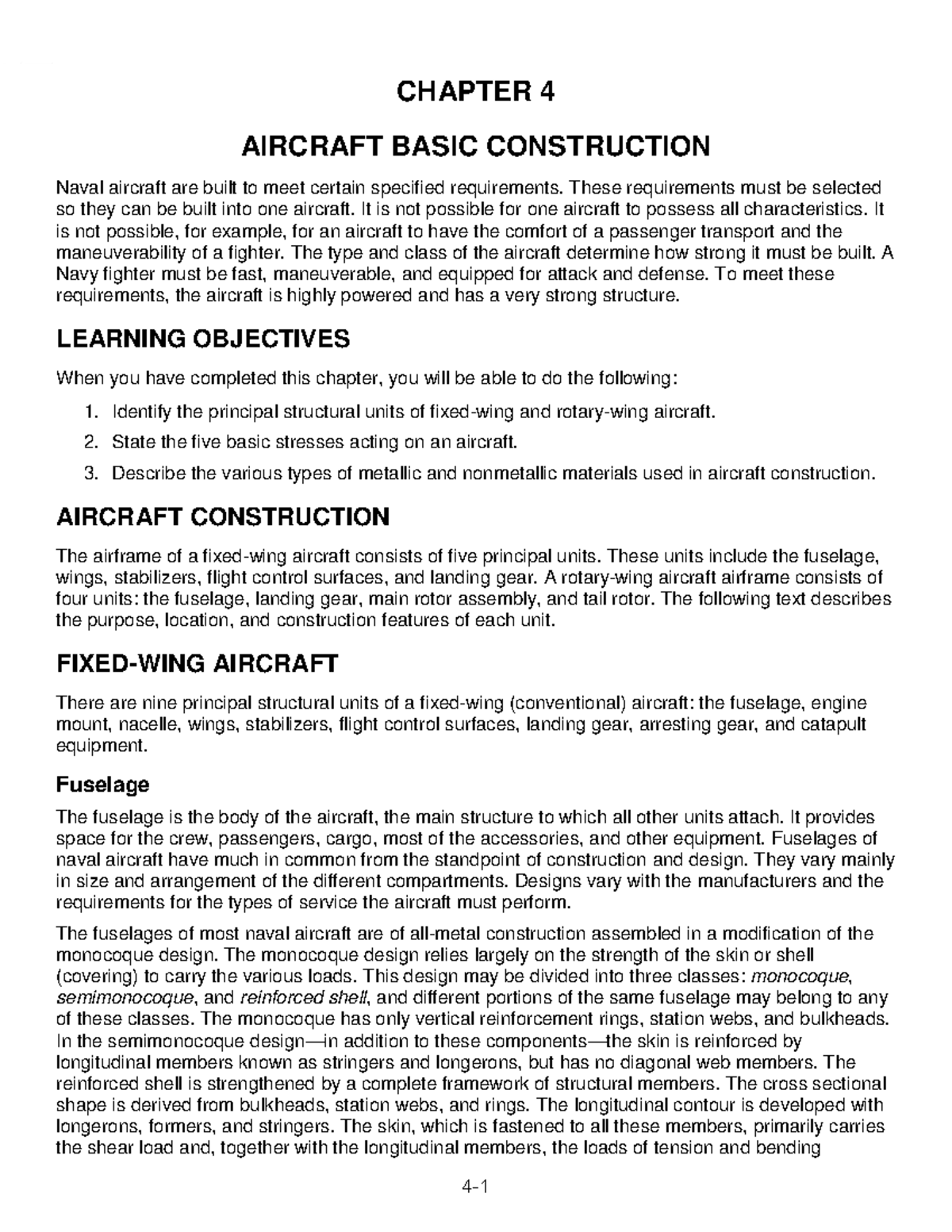 Chapter 4: Aircraft Basic Construction Overview (AERO 101) - Studocu