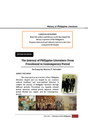 GE 11 History OF Philippine Literature - GE 11/ LIT 111 A: Philippine ...