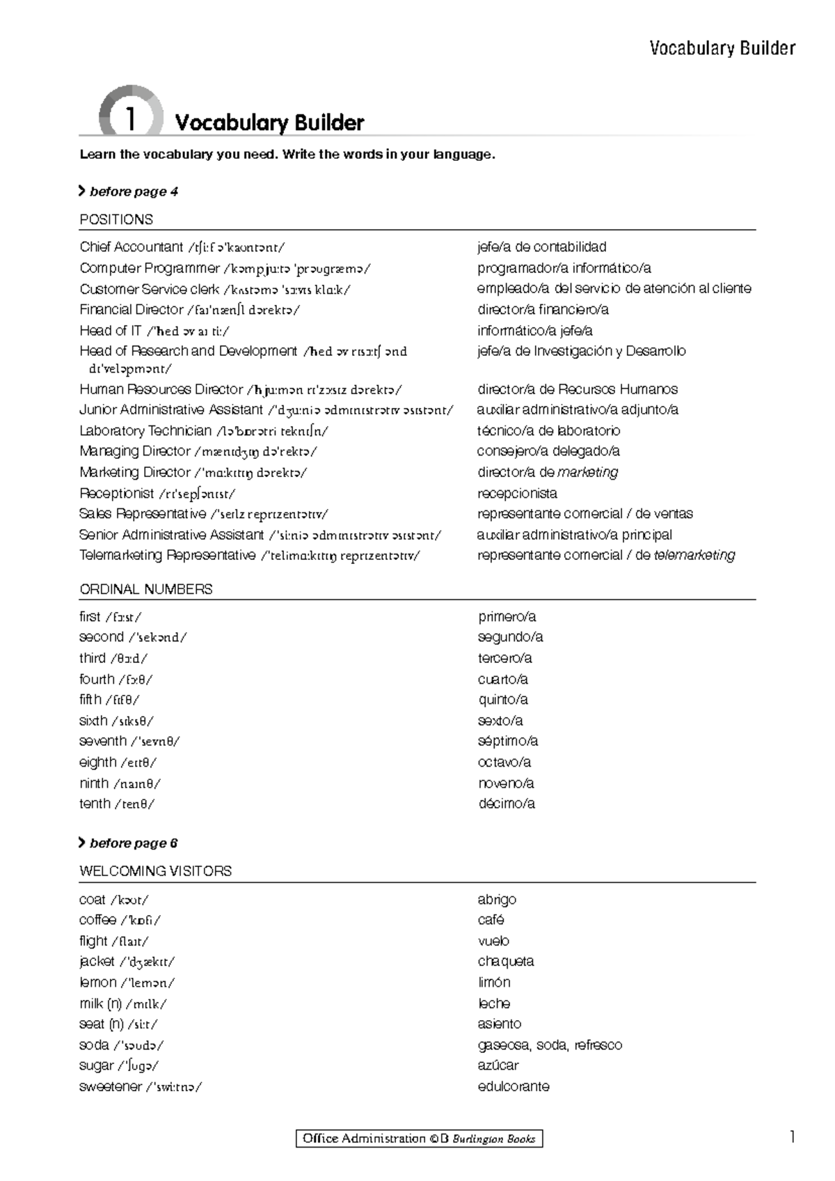 Office Administration vocabulary builder - 1 Vocabulary Builder Learn ...