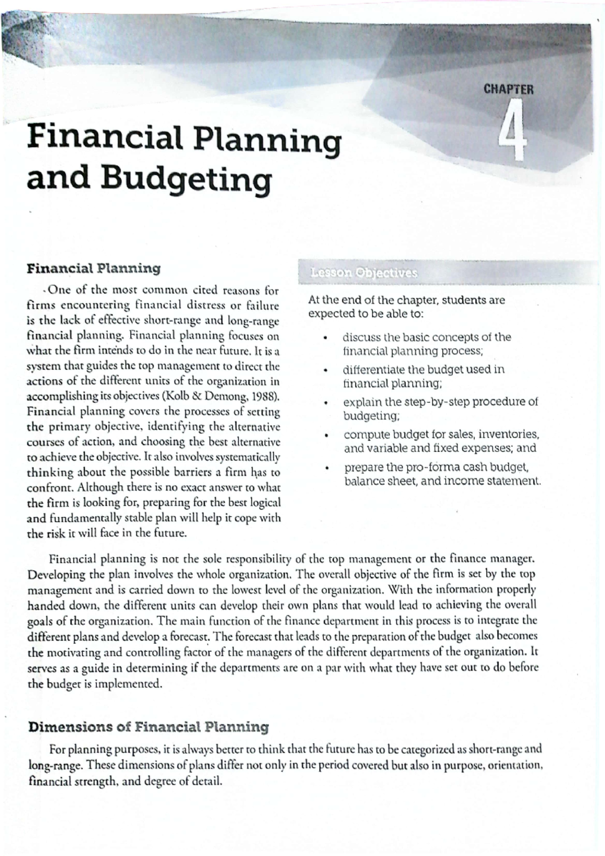 Finman CH4: Financial Planning & Budgeting Concepts (2015) - Studocu