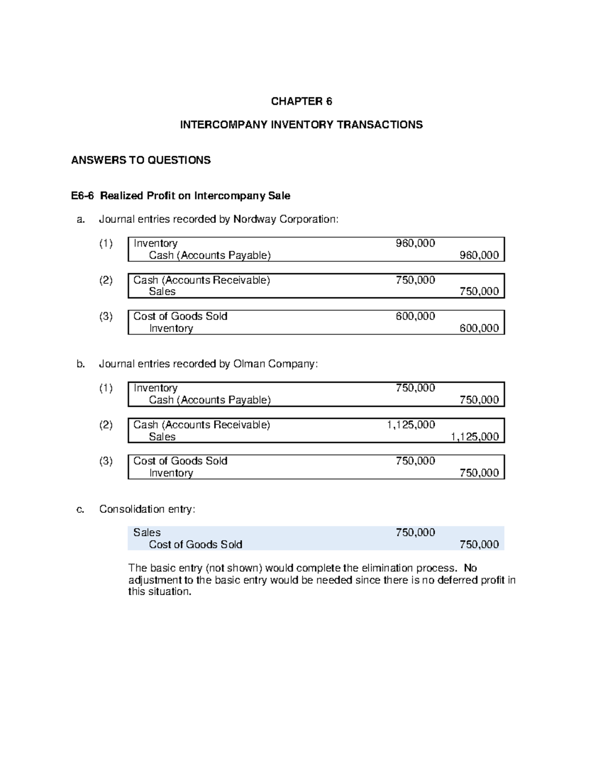 BACC675 Chapter 6 Solution Manual: Intercompany Inventory Transactions - Studocu