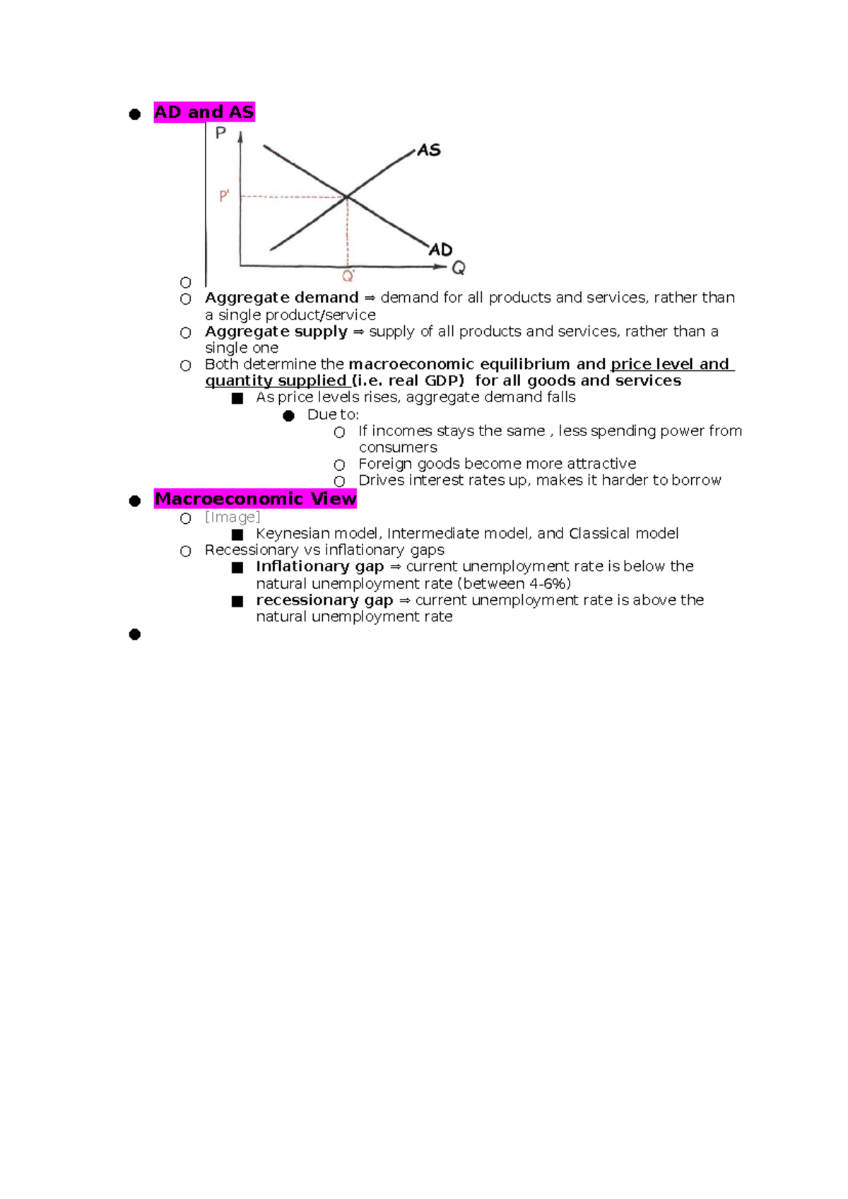 Chapter 8: Aggregate Supply & Demand Analysis (AD/AS Models) - Studocu