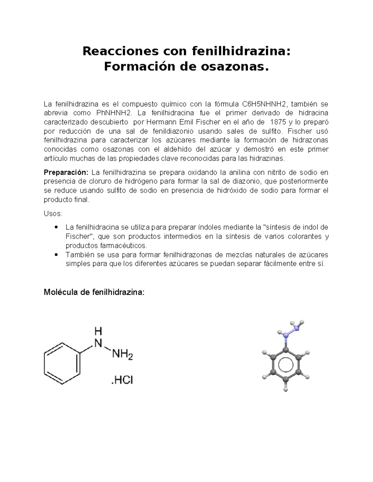 Reacciones de Fenilhidrazina y Formación de Osa zonas en Carbohidratos ...