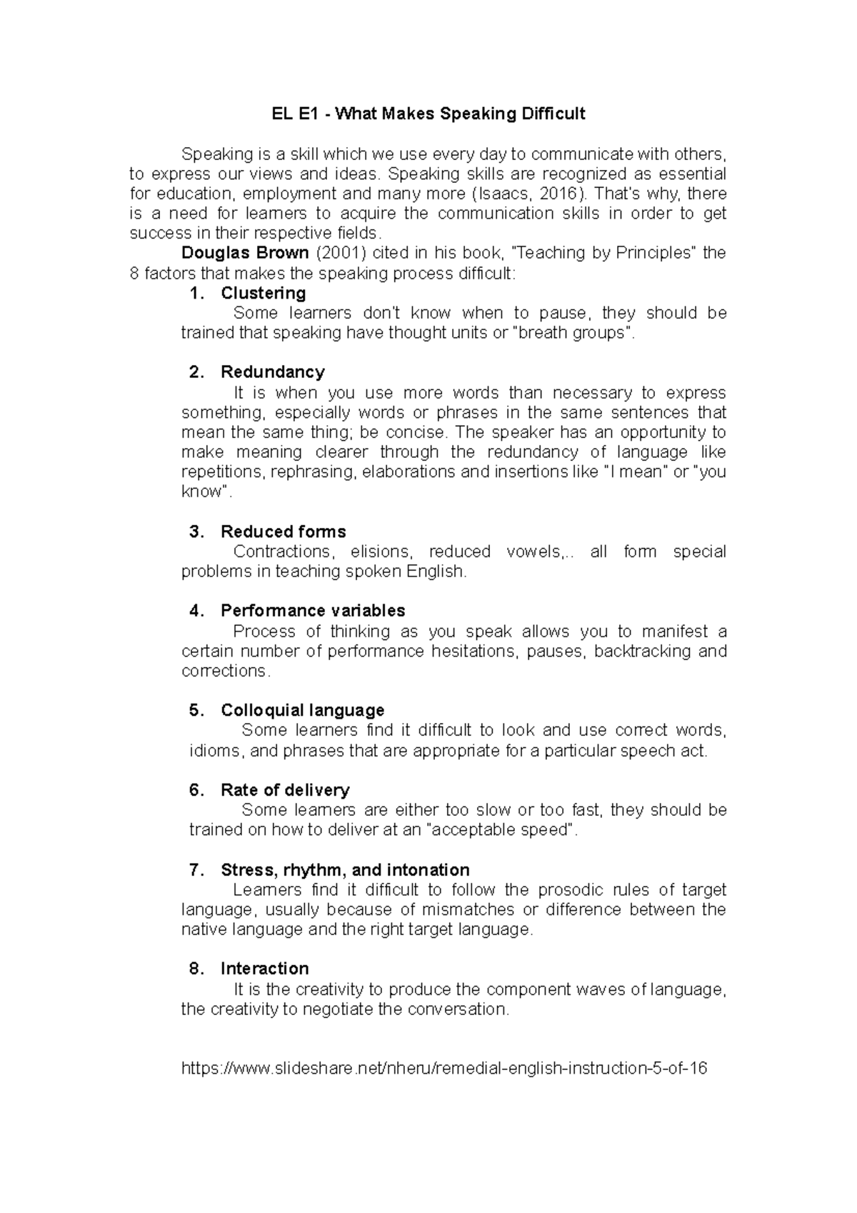 EL E1 - Factors Affecting Speaking Difficulties in Communication Skills ...