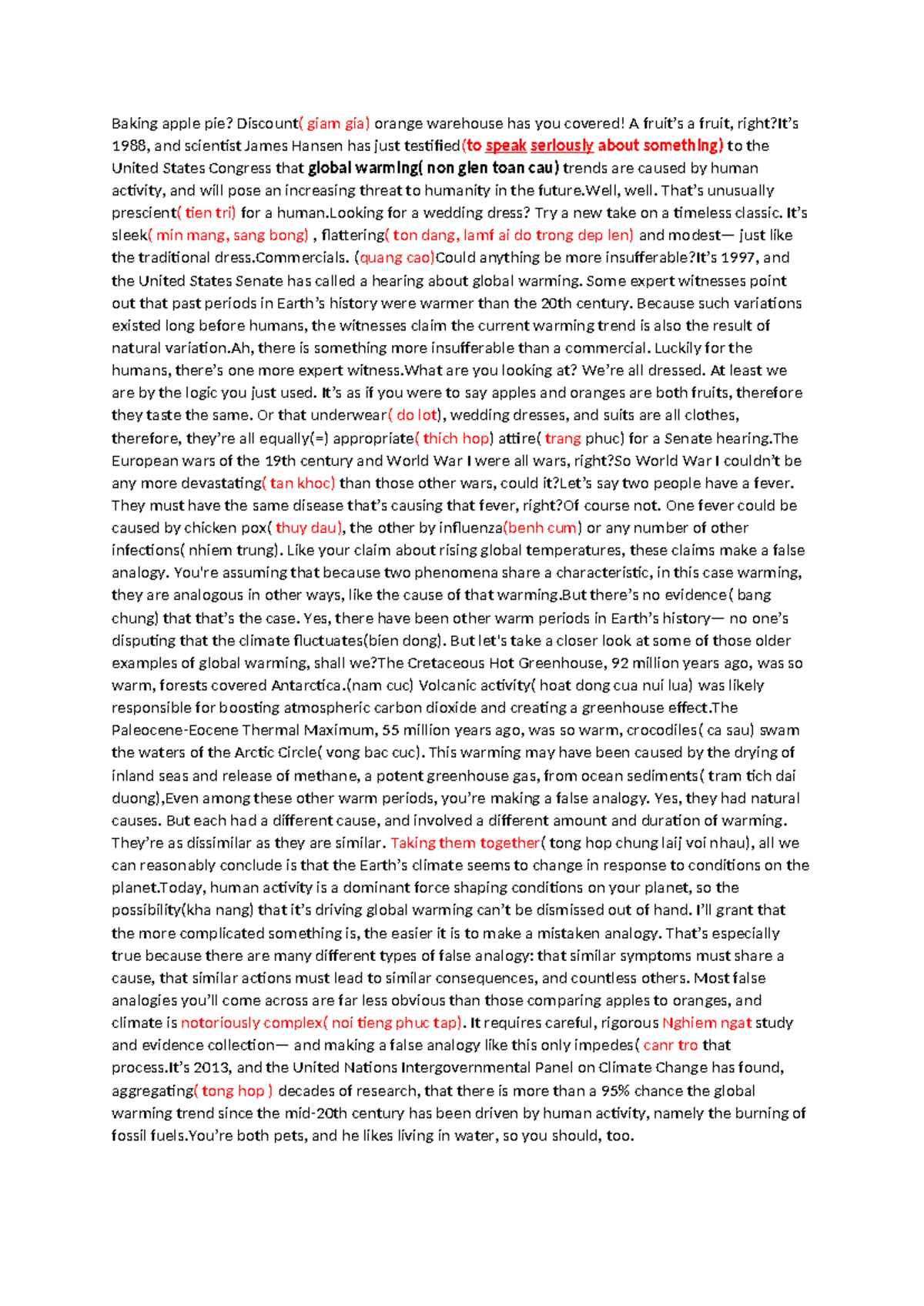 Understanding the Apples and Oranges Fallacy in Climate Debate - Studocu