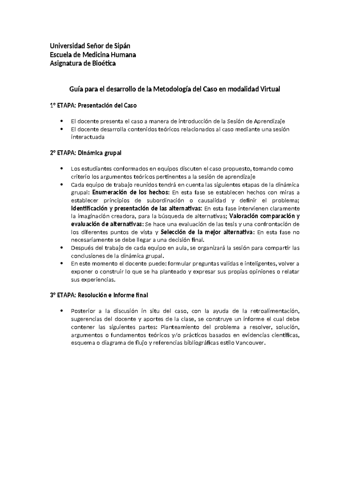 Guía de Metodología del Caso en Bioética - Universidad Señor de Sipán ...