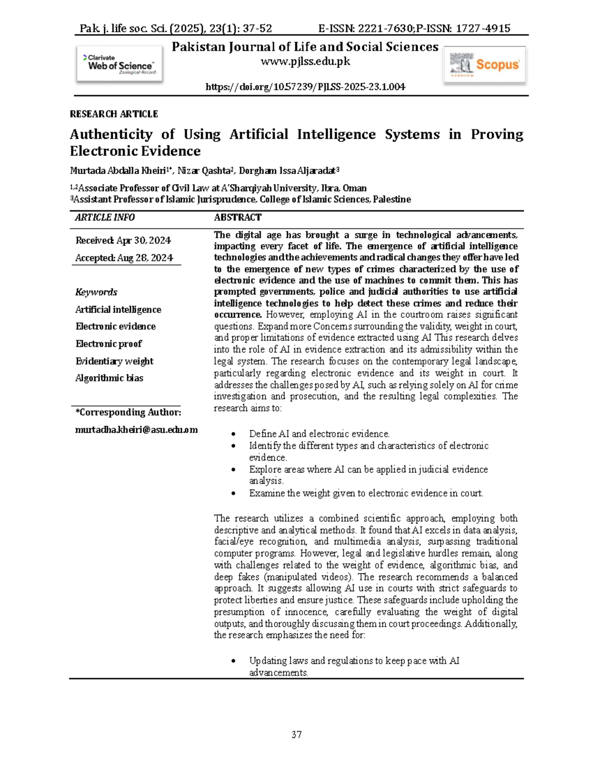 Authenticity of AI in Proving Electronic Evidence: A Legal Perspective ...