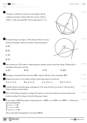 Przygotowanie do spr - planimetria II (bez tw.sin i cos) odp ...