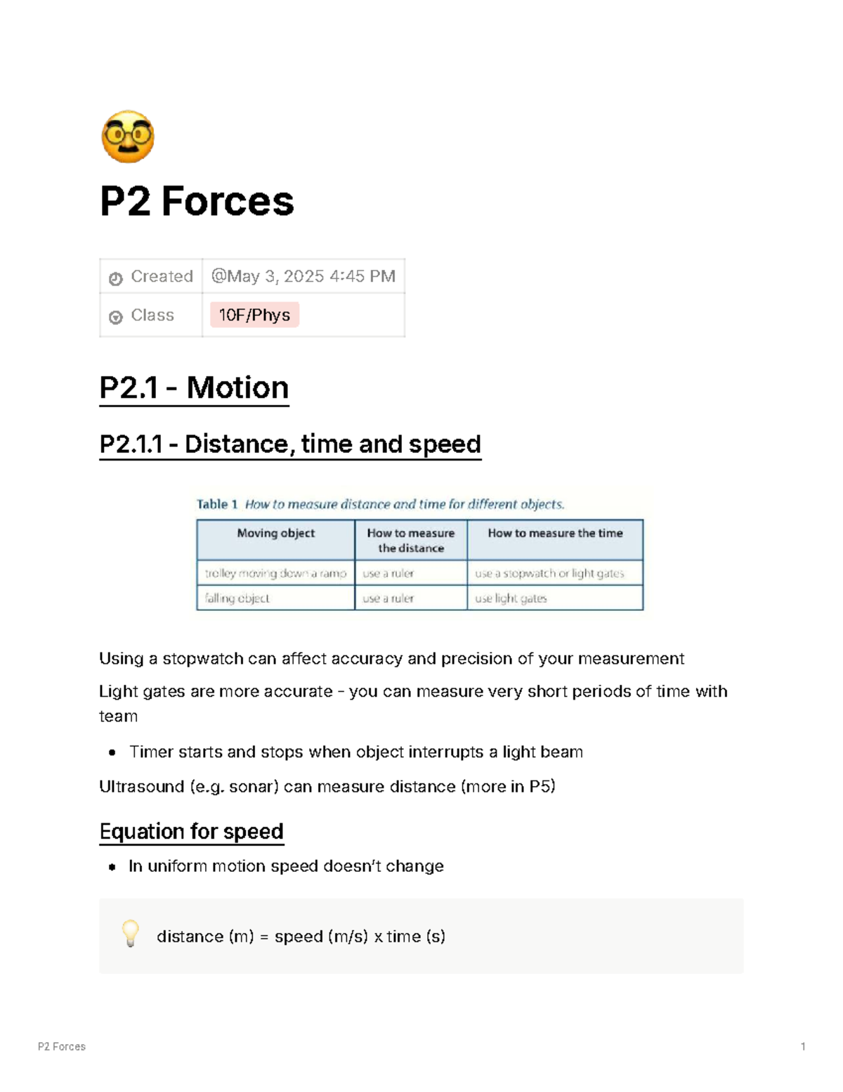 P2 Forces: Understanding Motion, Speed, and Acceleration Concepts - Studocu