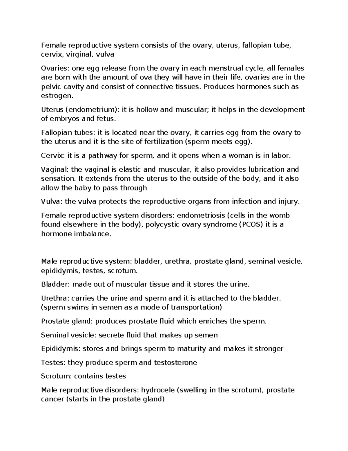 Science revision Emma - Female reproductive system consists of the ...