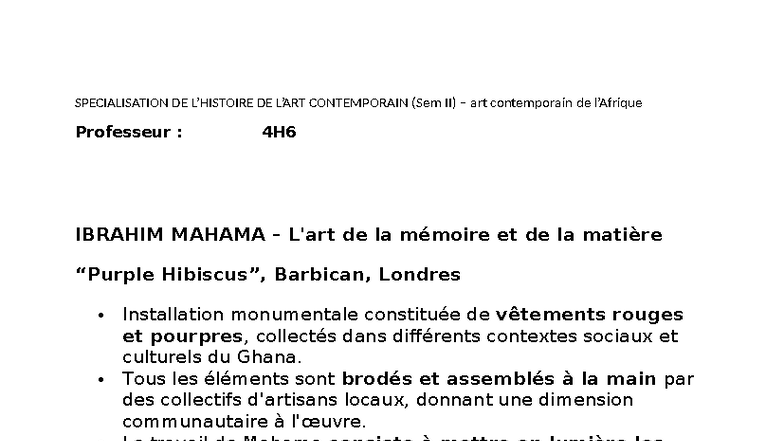 Art Contemporain et Postcolonialisme : Analyse des Œuvres de Mahama et ...