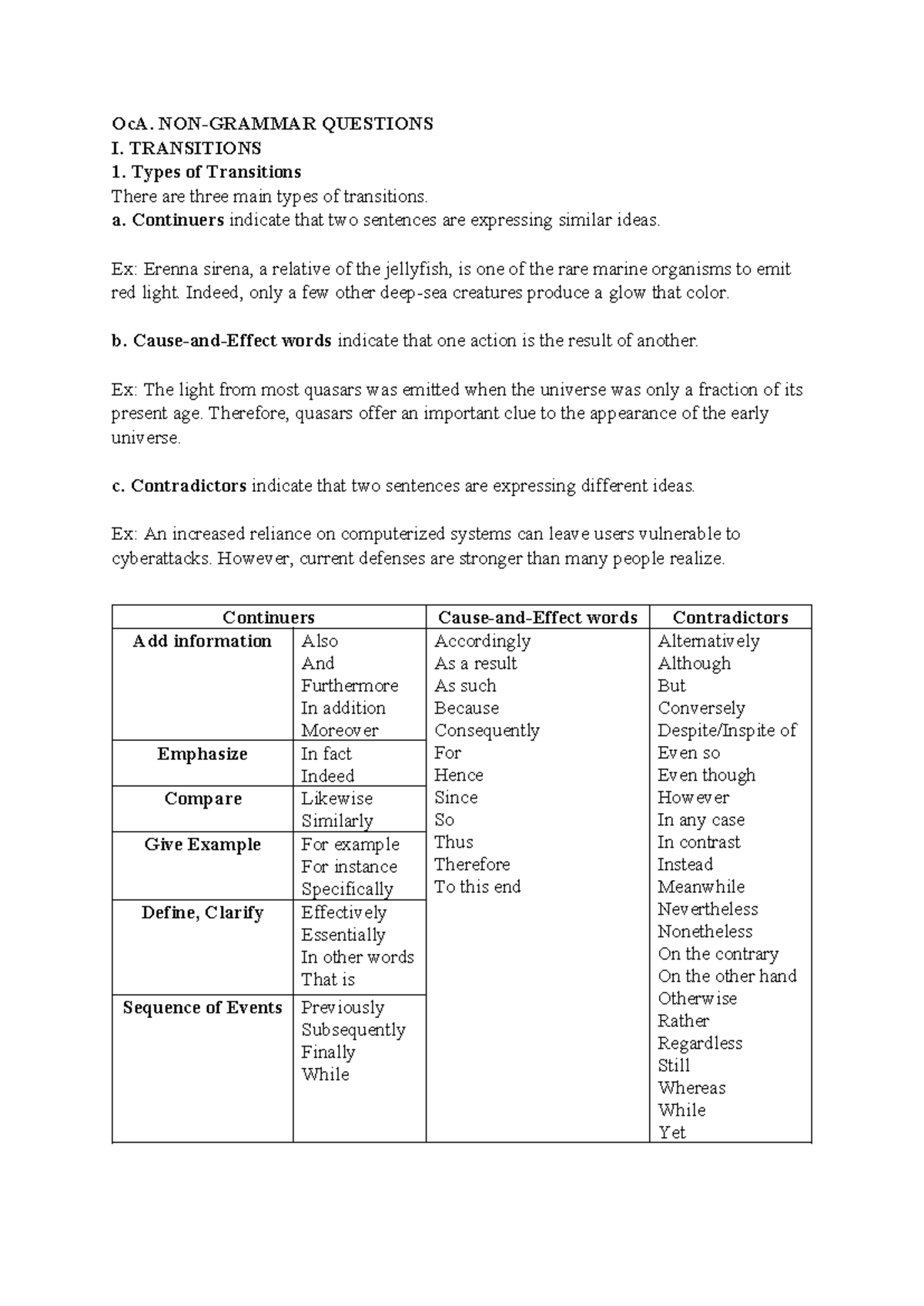 Erica Grammar Study Guide for DSAT: Transitions & Punctuation - Studocu