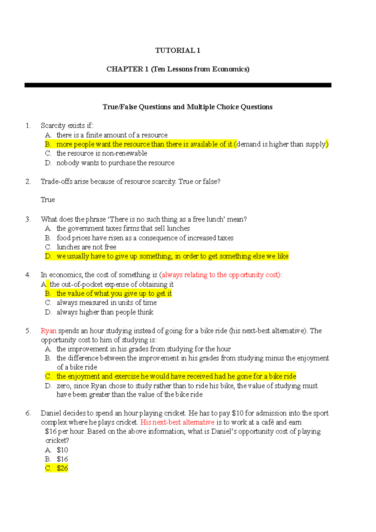 Tutorial 1 - Practise - TUTORIAL 1 CHAPTER 1 (Ten Lessons from ...
