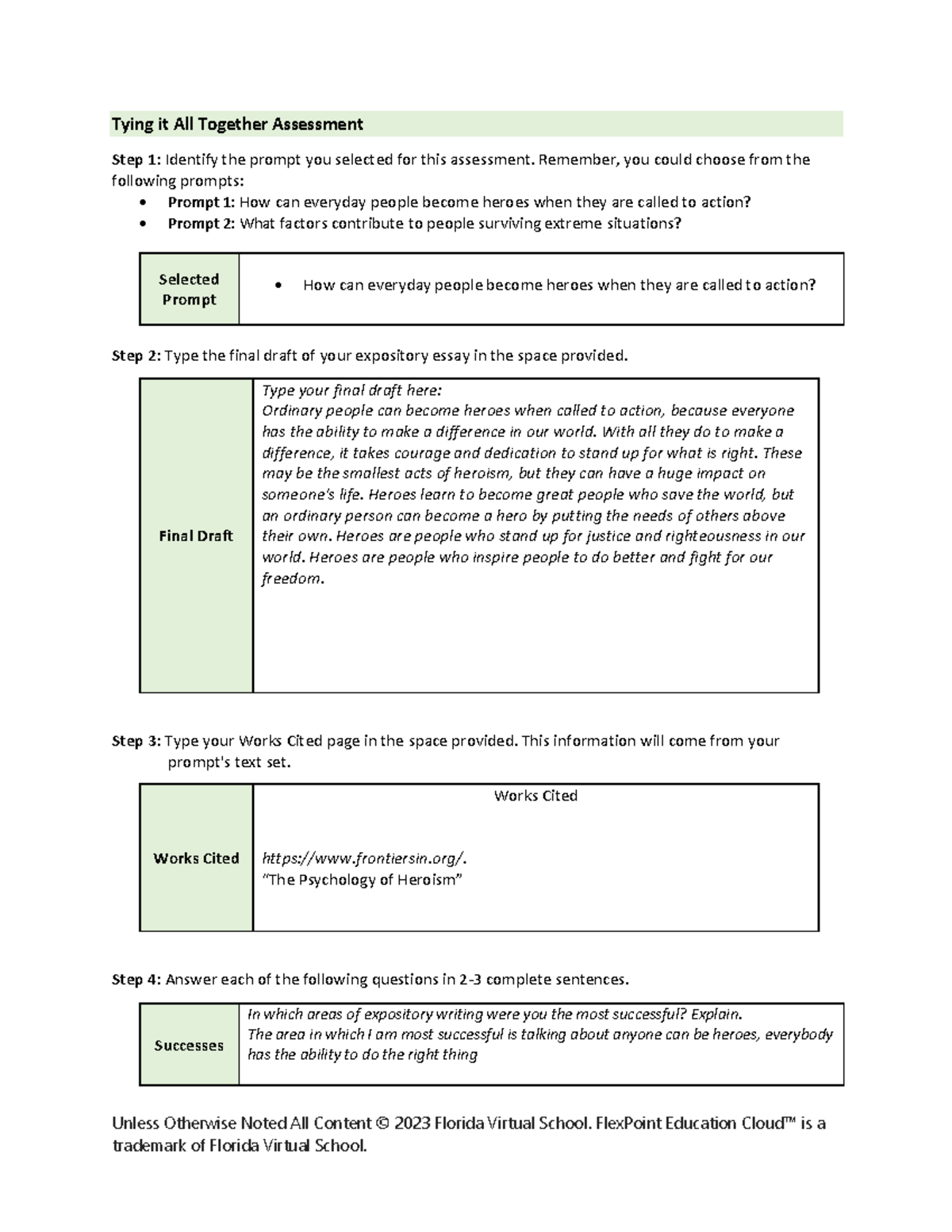 Tying it All Together Assessment: Expository Essay Guide - Studocu