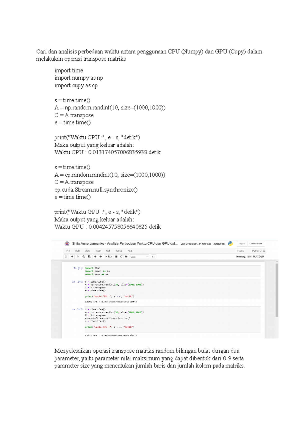 Analisis Perbandingan Waktu Transpose Matriks: CPU vs GPU (Komputasi ...
