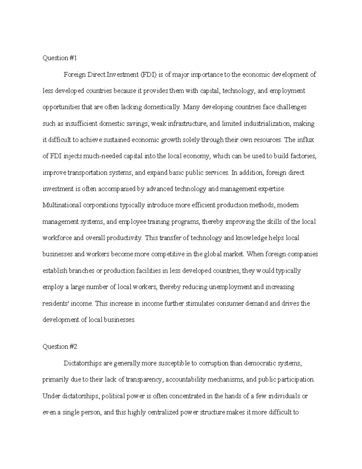Case Study #2 - FDI & Corruption in Developing Countries - Studocu