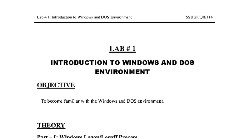 Lab 1: Intro to Windows & DOS Environment - Computing Fundamentals ...