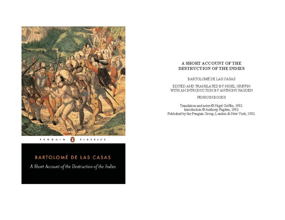 A Short Account of the Destruction of the Indies by Bartolomé de las ...