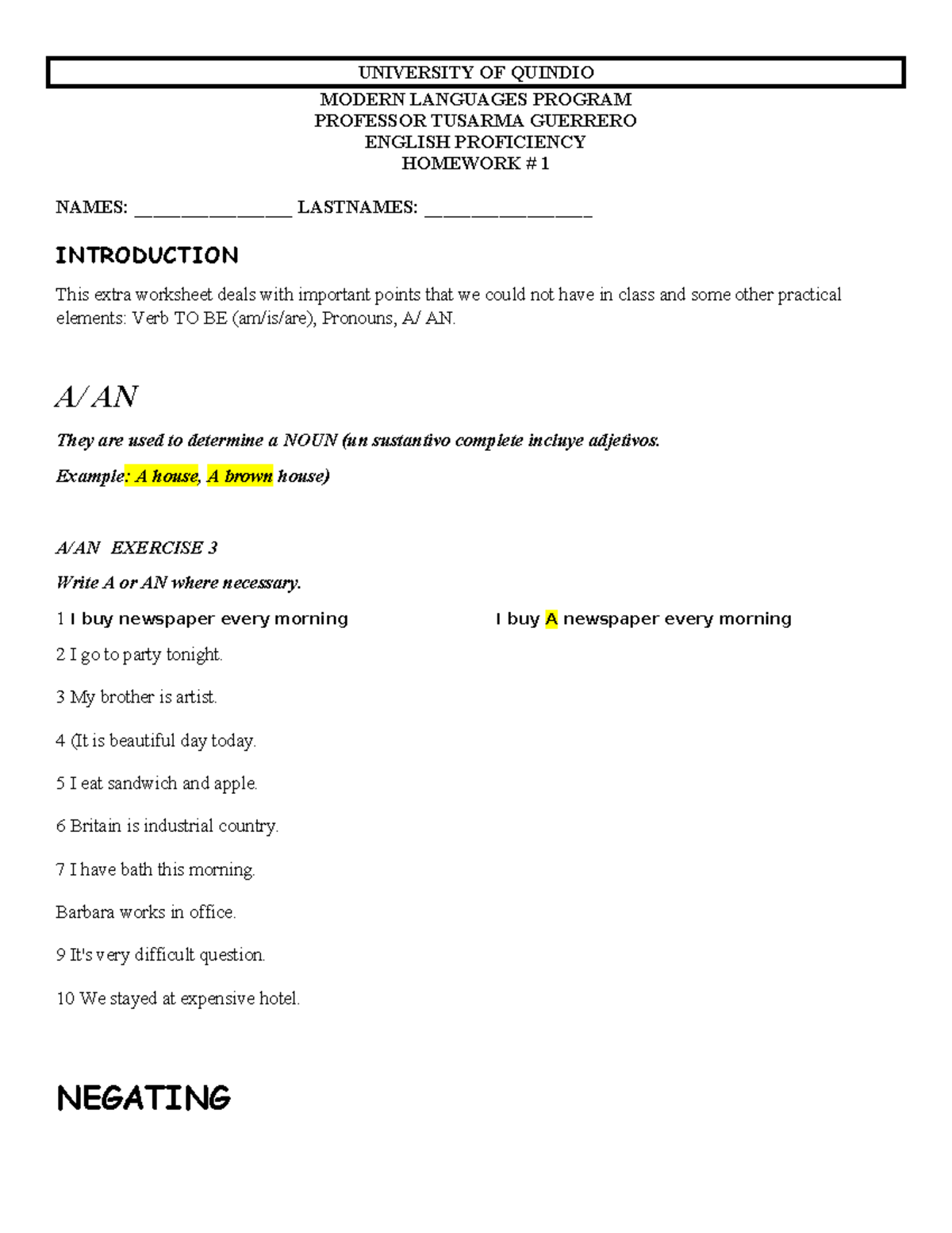 Homework Distance #1 - English Proficiency Exercises (ENG 101) - Studocu
