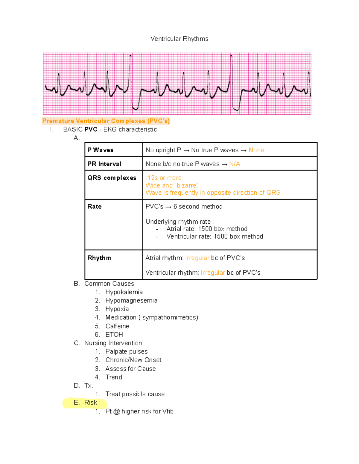 Ventricular Rhythms: Understanding PVCs and Related Dysrhythmias - Studocu