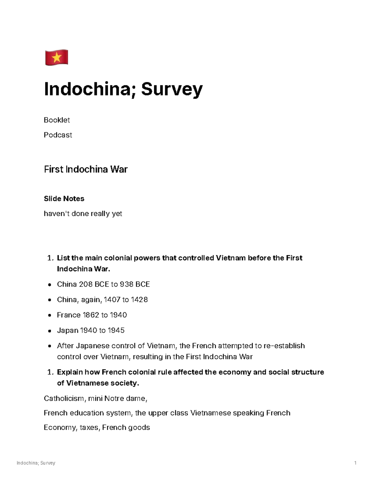 Indochina Survey: First Indochina War Podcast Slide Notes - Studocu