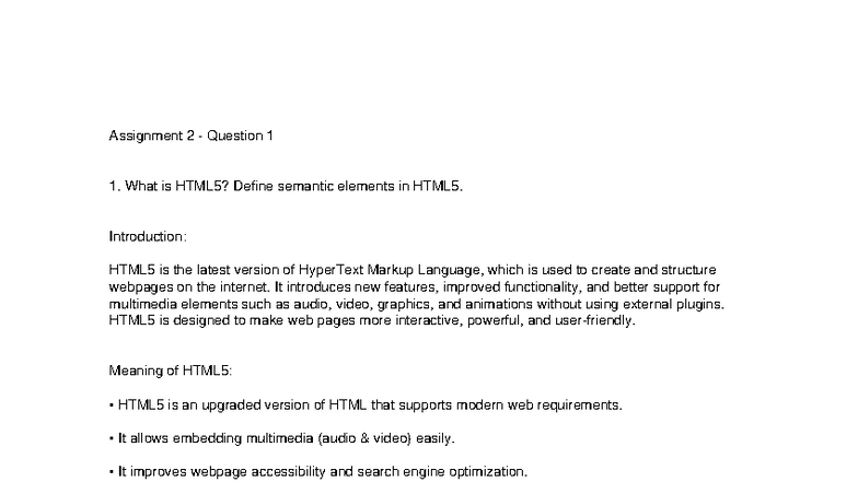HTML5 Assignment 2: Understanding Semantic Elements - Studocu