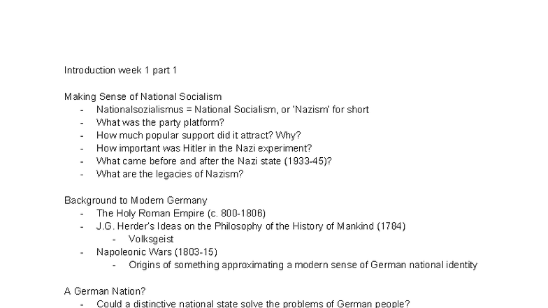 Nazi Germany: Analyzing the Rise and Impact - History 2147A - Studocu
