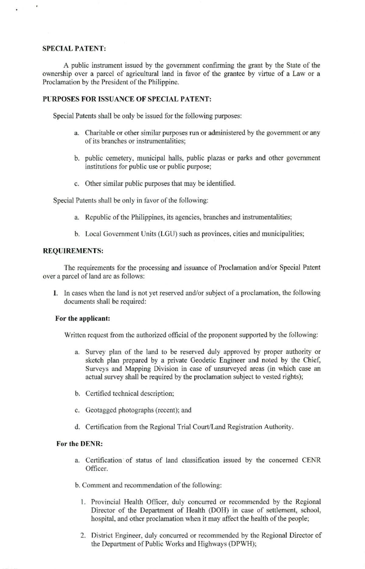 Special Patent Issuance Guidelines for Public Land Use in PH - Studocu