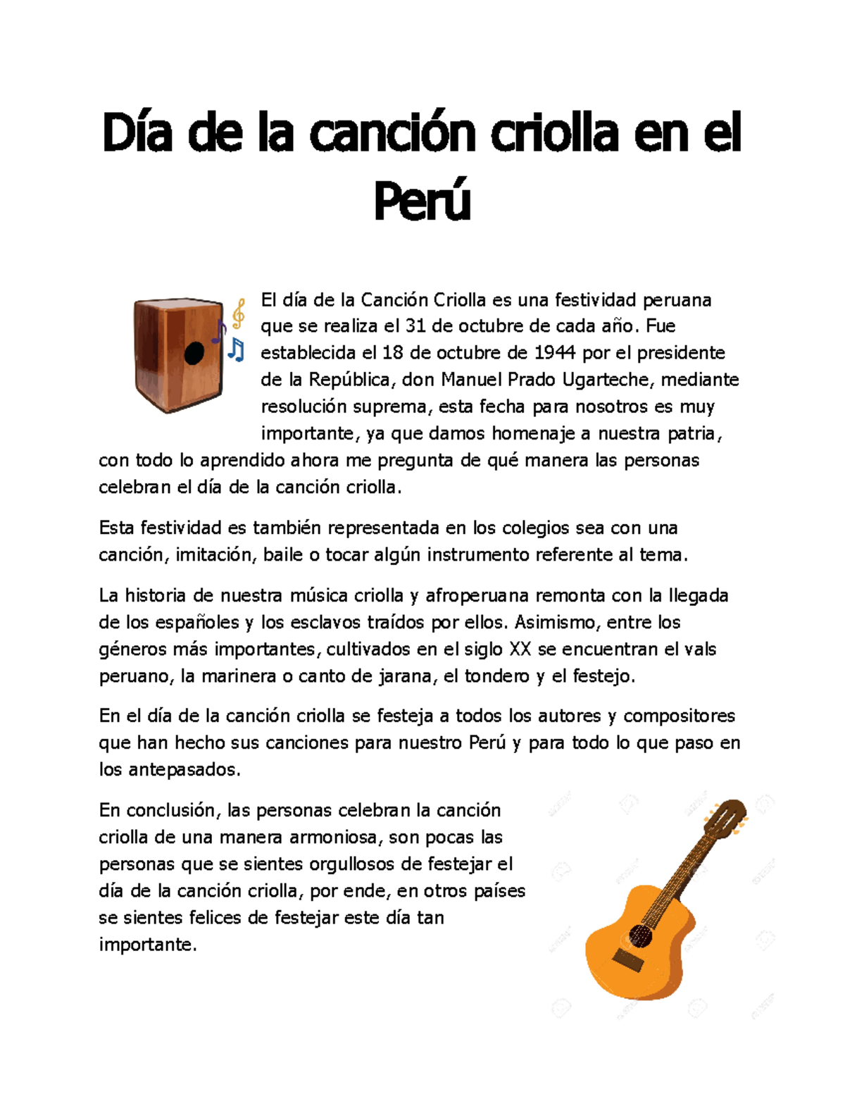 Artículo DE LA Canción Criolla - Día de la canción criolla en el Perú ...